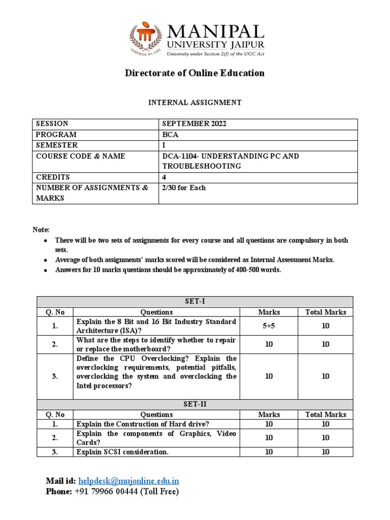 BCA Semester I Internal Assignment Guide | PDF