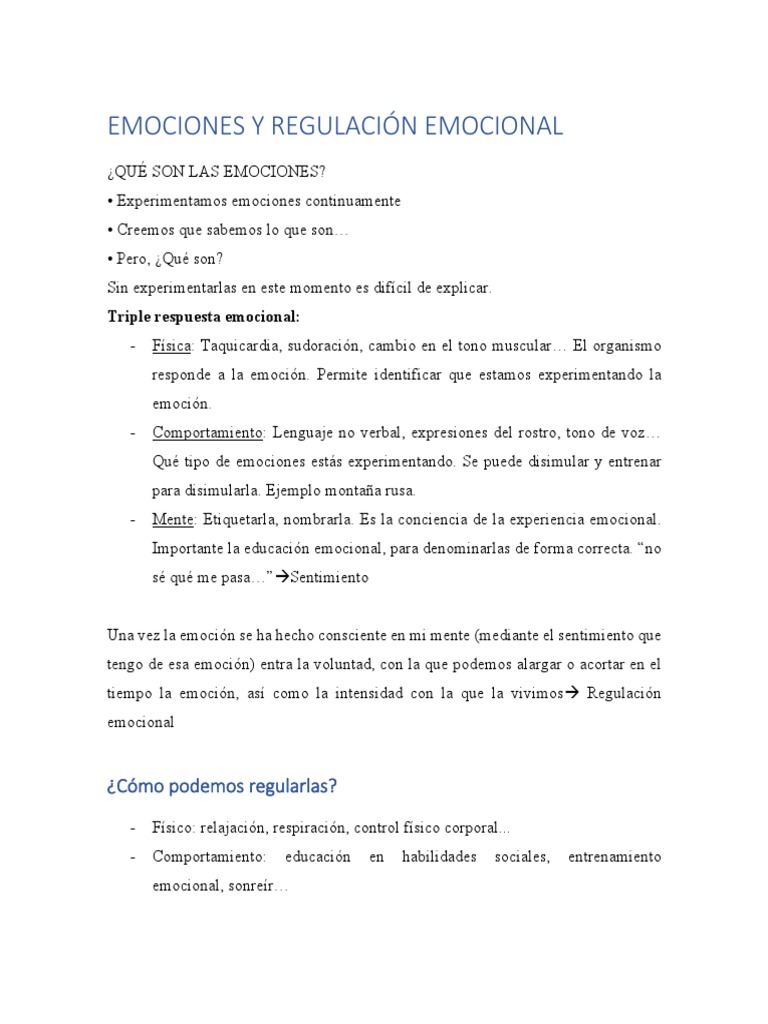 Emociones Y Regulación Emocional Pdf Las Emociones Mente