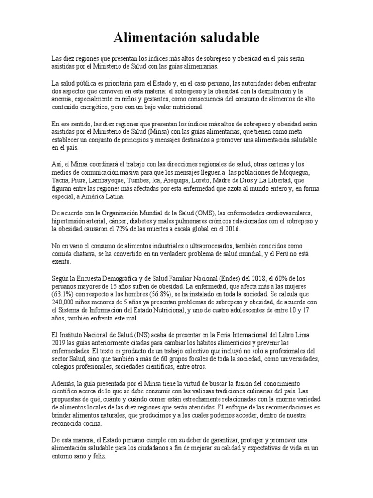 Alimentación Saludable | PDF