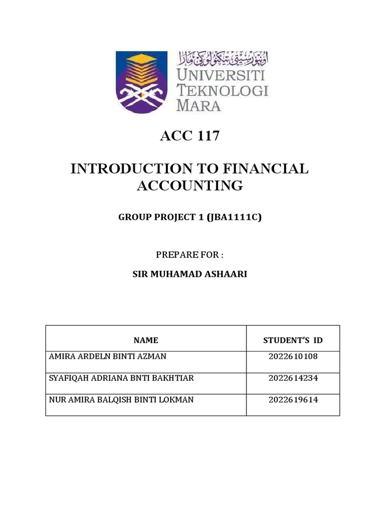 Acc 117 - Group Assignment 1 | PDF | Debits And Credits | Banks