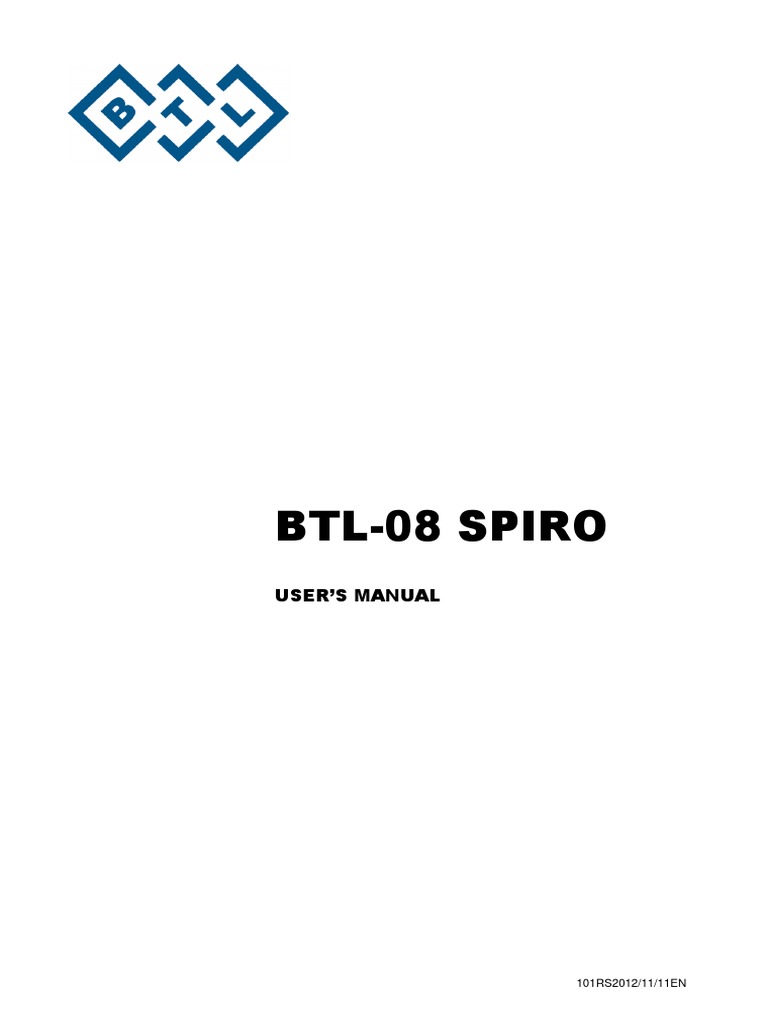 Btl-08 Spiro: User'S Manual | PDF | Calibration | Computer Keyboard