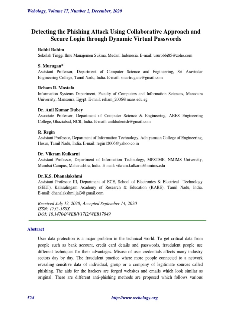 2020 Detecting The Phishing Attack Using Collaborative Approach And Pdf