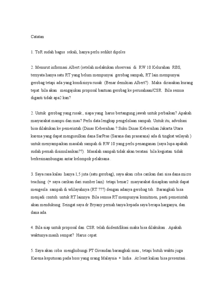 TOR Advokasi Perusahaan - Liling | PDF