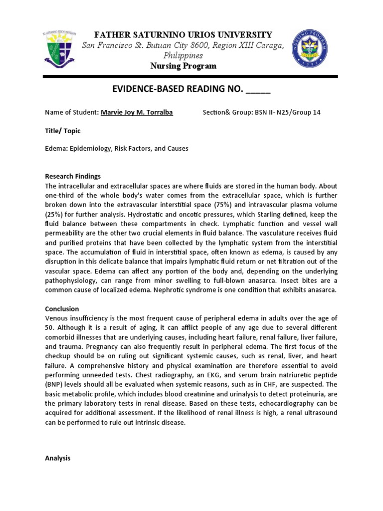 Evidence Based Reading Format | PDF | Edema | Angiology