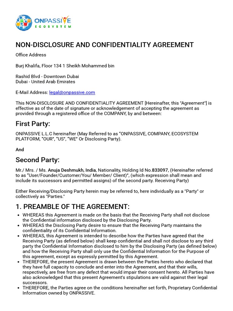 Nda 23 4 2023 | PDF | Insider Trading | Trade Secret