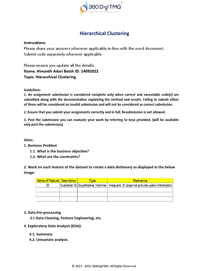 Day12 Hierarchical Clustering | PDF