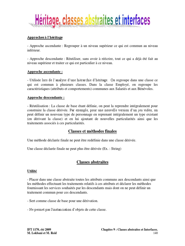 Chapit 09 | PDF | Classe (informatique) | Interface (Informatique)