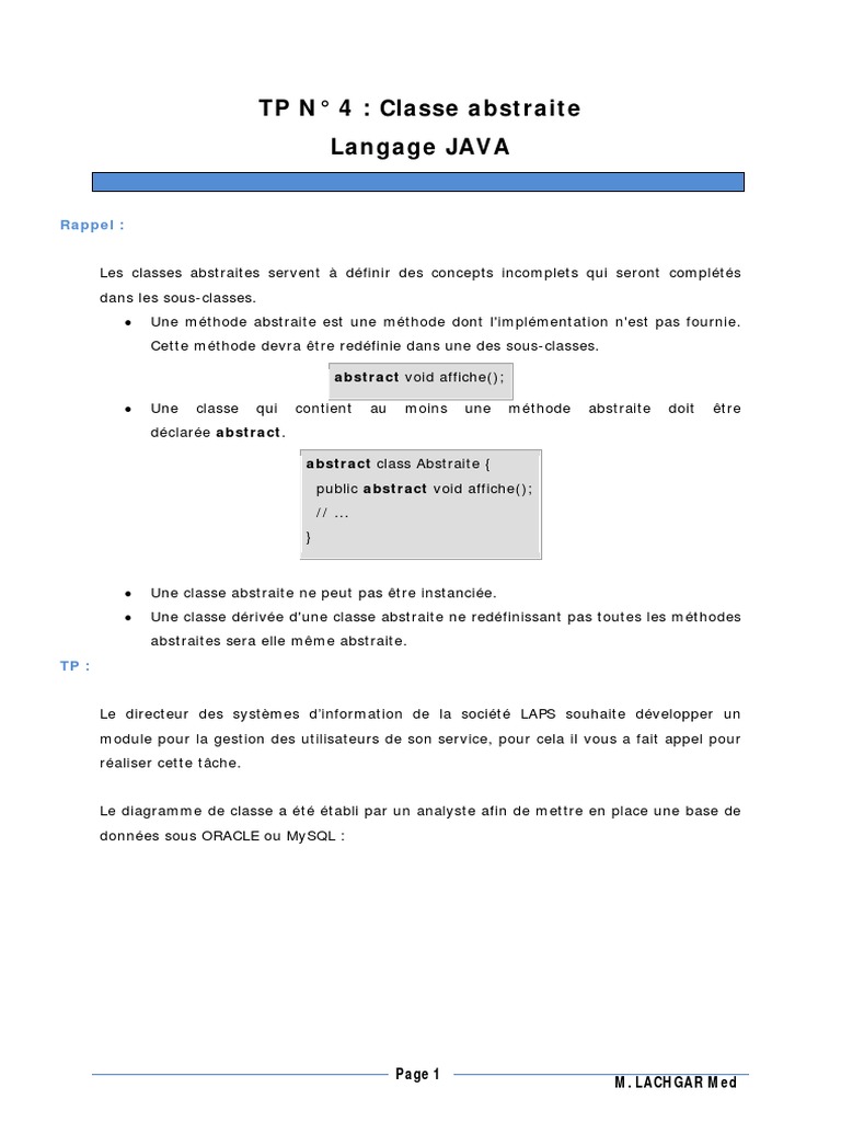 TP N 4 - Classe Abstraite Langage JAVA | PDF