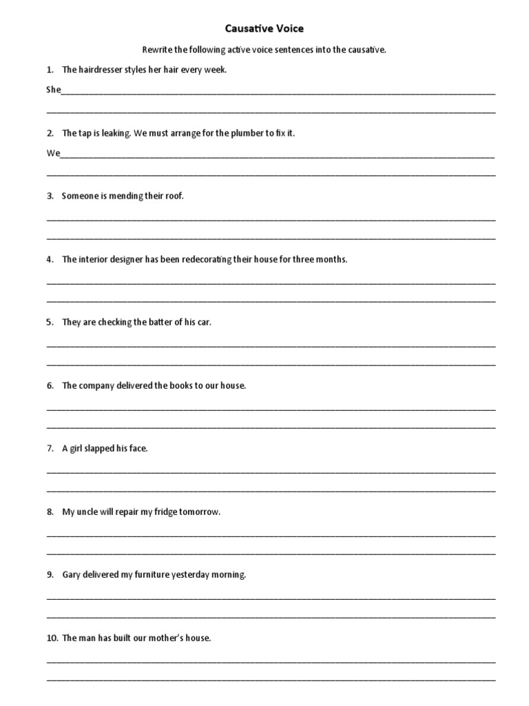 Causative Voice Quiz | PDF | Home & Garden