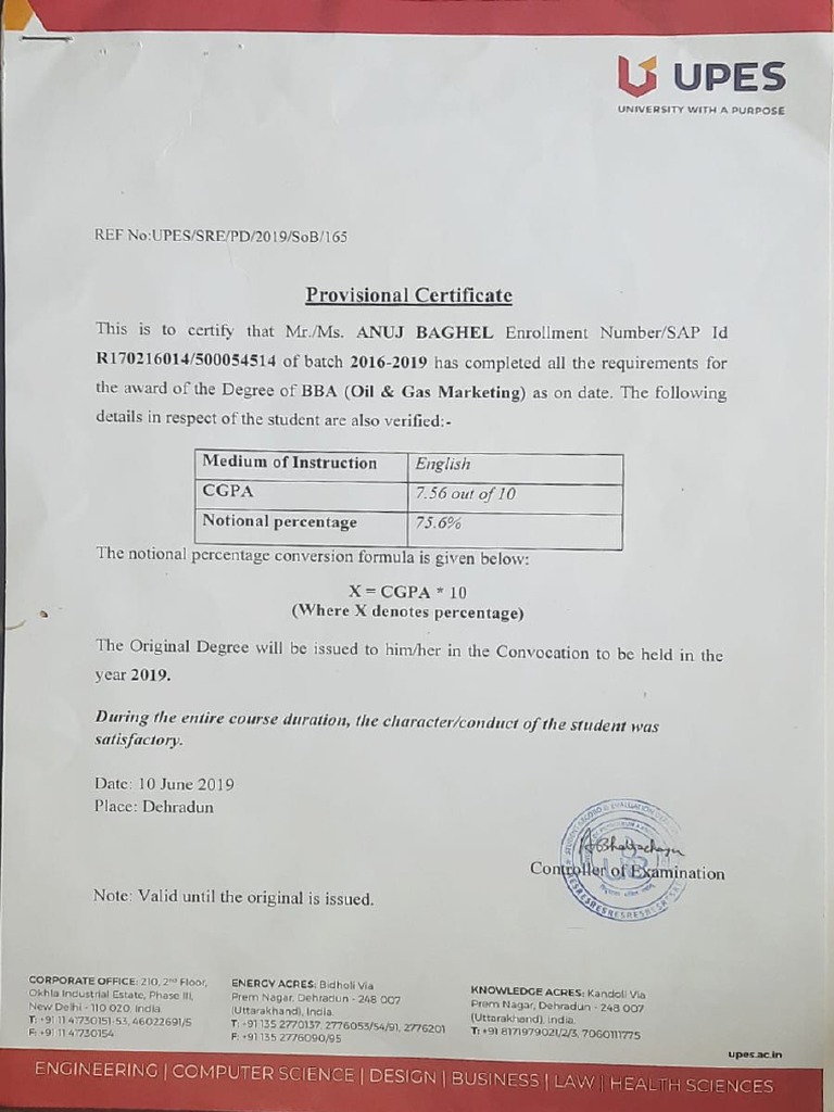 Graduation Marksheet Pdf