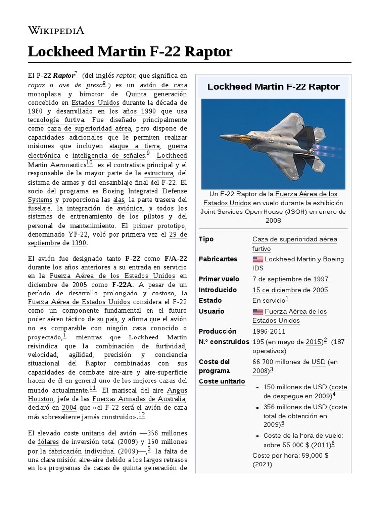 Lockheed Martin F-22 Raptor | PDF
