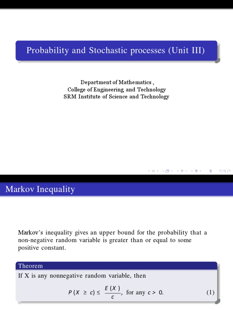 Unit3-Probability and Stochastic Processes (18MAB203T) | PDF | Variance | Mathematical Concepts