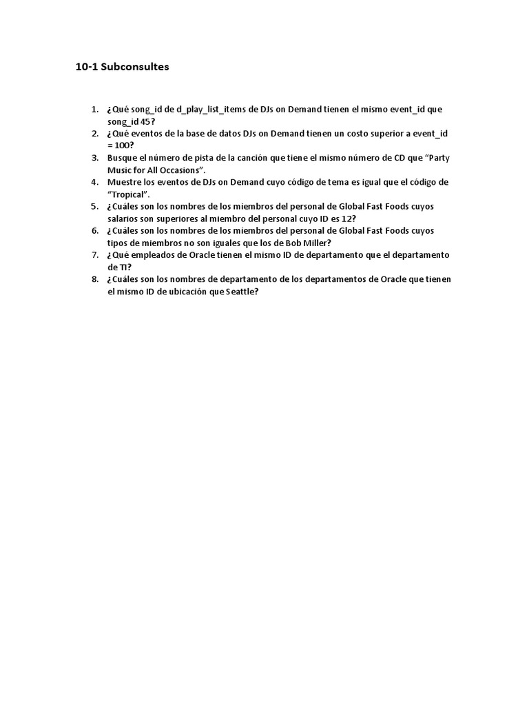 Practica 10-Subconsultas | PDF