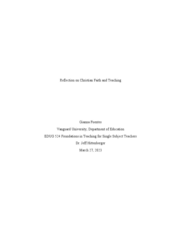 Gianna Fuentes: Faith and Teaching Journey | PDF | Mindset