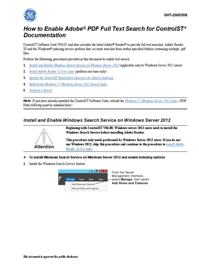 GHT-200030 How To Start The ControlST Documentation Global Search | PDF