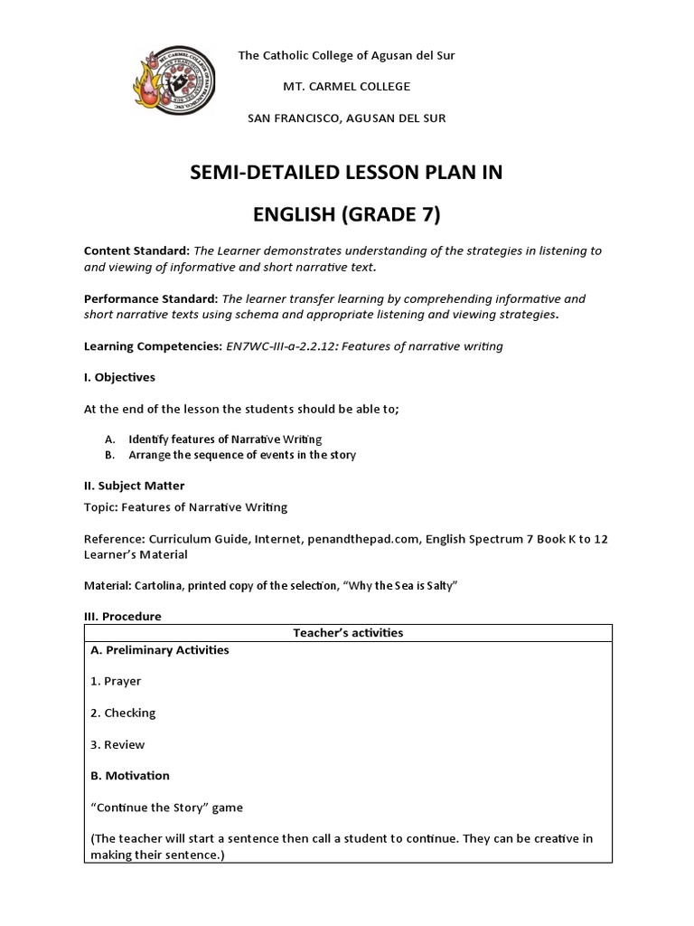 Group Detailed Lesson Plan in English Grade 7 | PDF