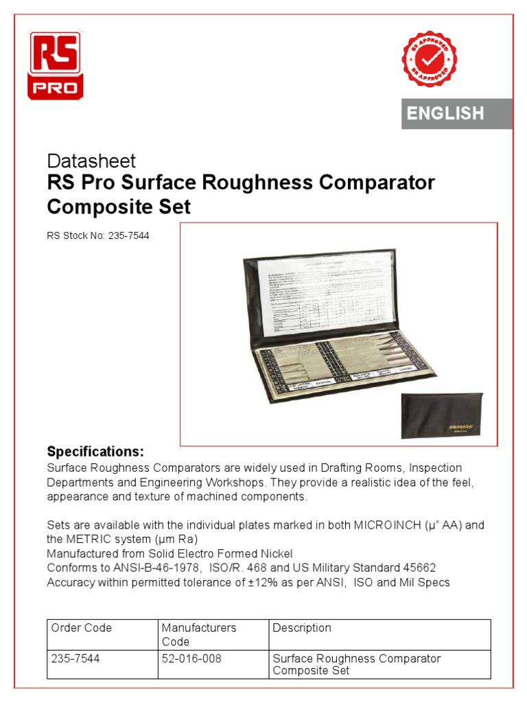 RS Pro Surface Roughness Comparator Composite Set: Datasheet | PDF ...