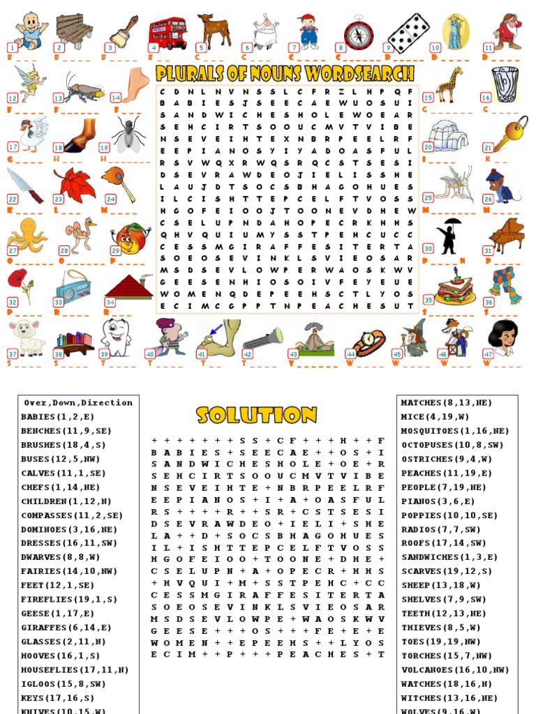 Plurals of Nouns Wordsearch Wordsearches - 70102 | PDF