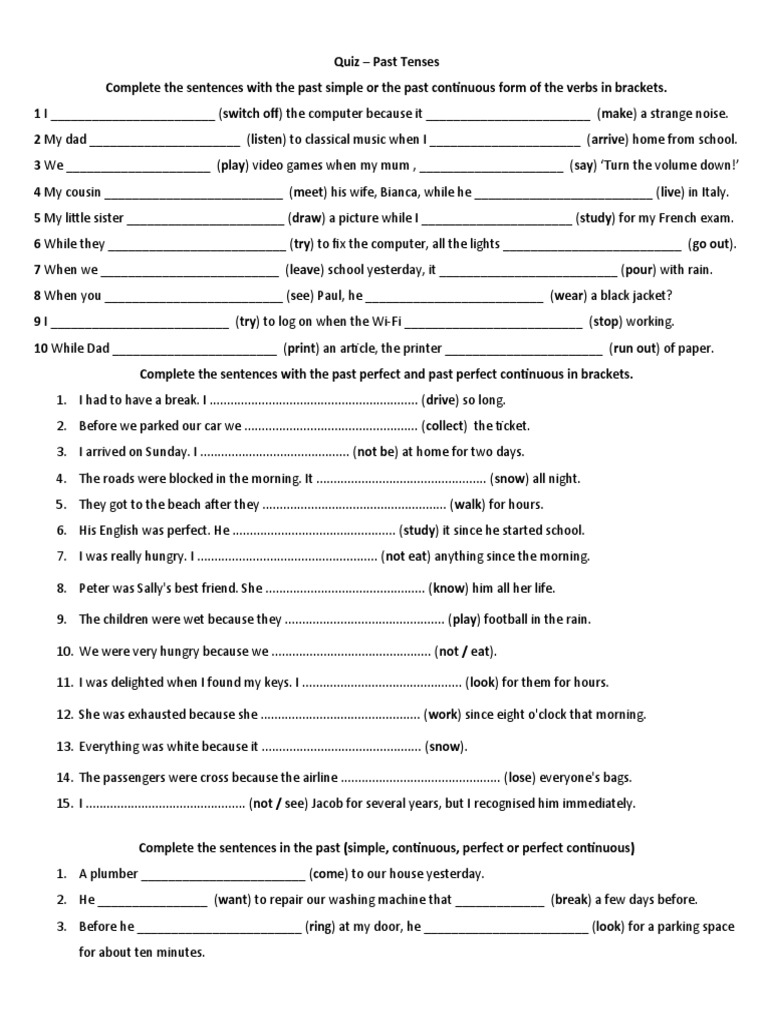 Past Tense Review | PDF