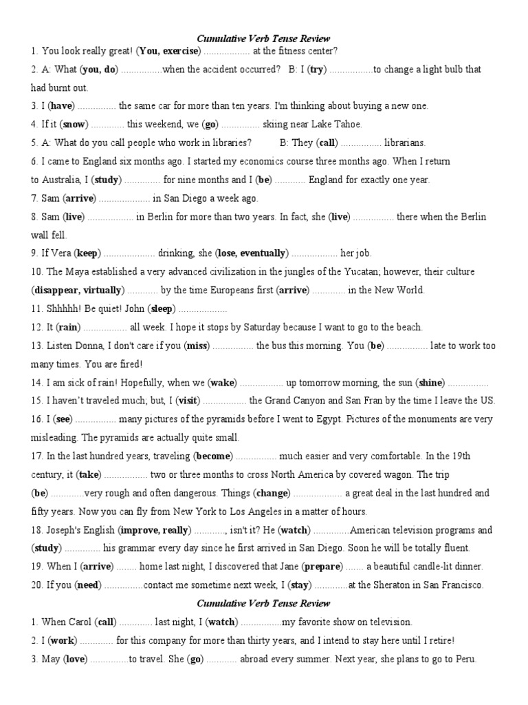 Present, Past, Future Tense Review Quiz | PDF