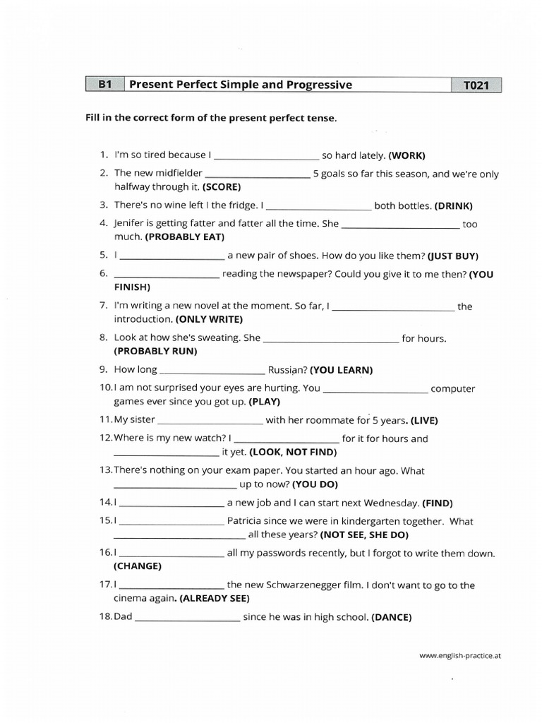 Quiz Present Perfect Present Perfect Continuous | PDF