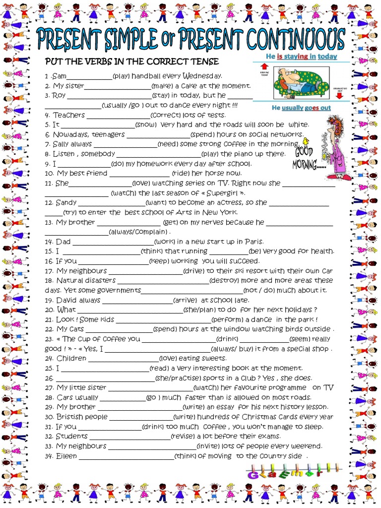 Present Simple Vs Present Continuous Quiz | PDF