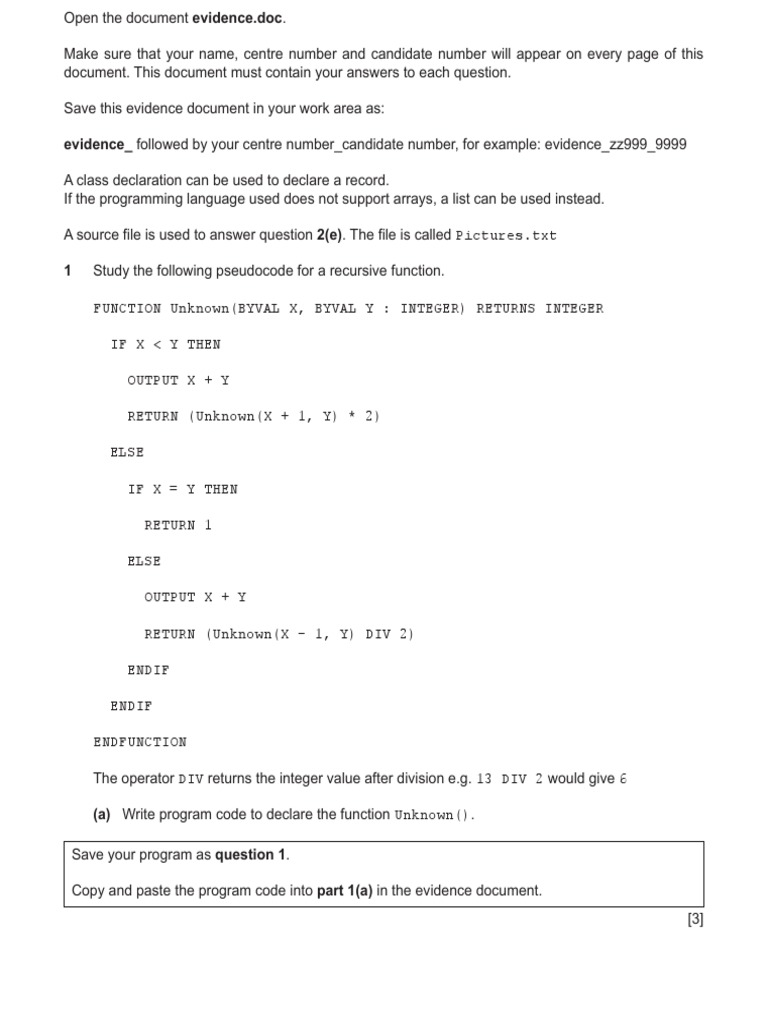 AS&A Level Computer Science 9618 - 42 Paper 4 Oct - Nov 2021 - Cropped | PDF | Teaching Methods ...