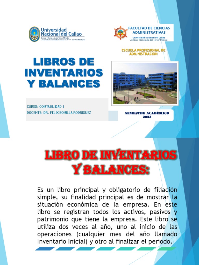 Semana 6. Libro de Inventarios y Balances - Clase | PDF | Contabilidad | Bienes (Ley)