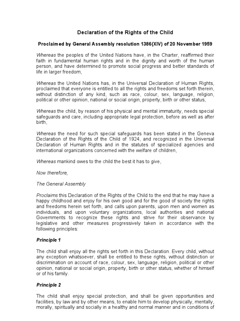 Declaration of the Rights of the Child | Children's Rights | Human Rights