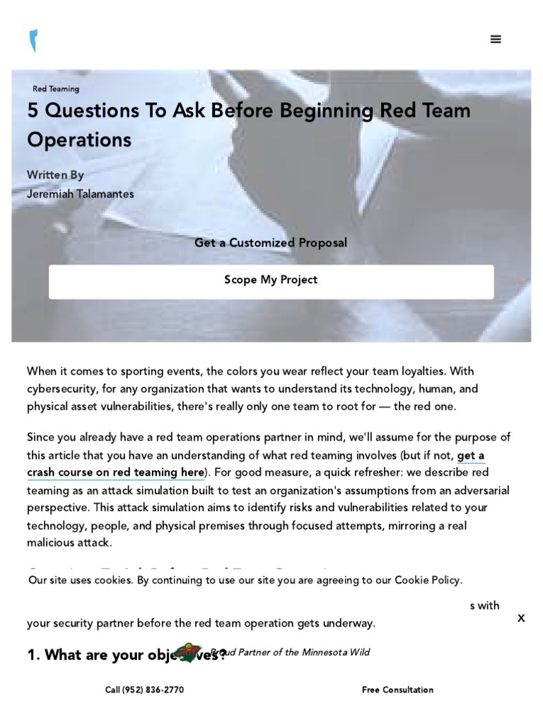 5 Questions To Ask Before Beginning Red Team Operations | PDF | Career ...