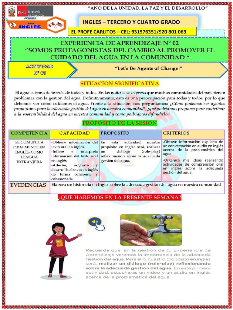 Experiencia de Aprendizaje #02 - Actividad 01 - 3ero y 4to - Ingles - 00001 | PDF