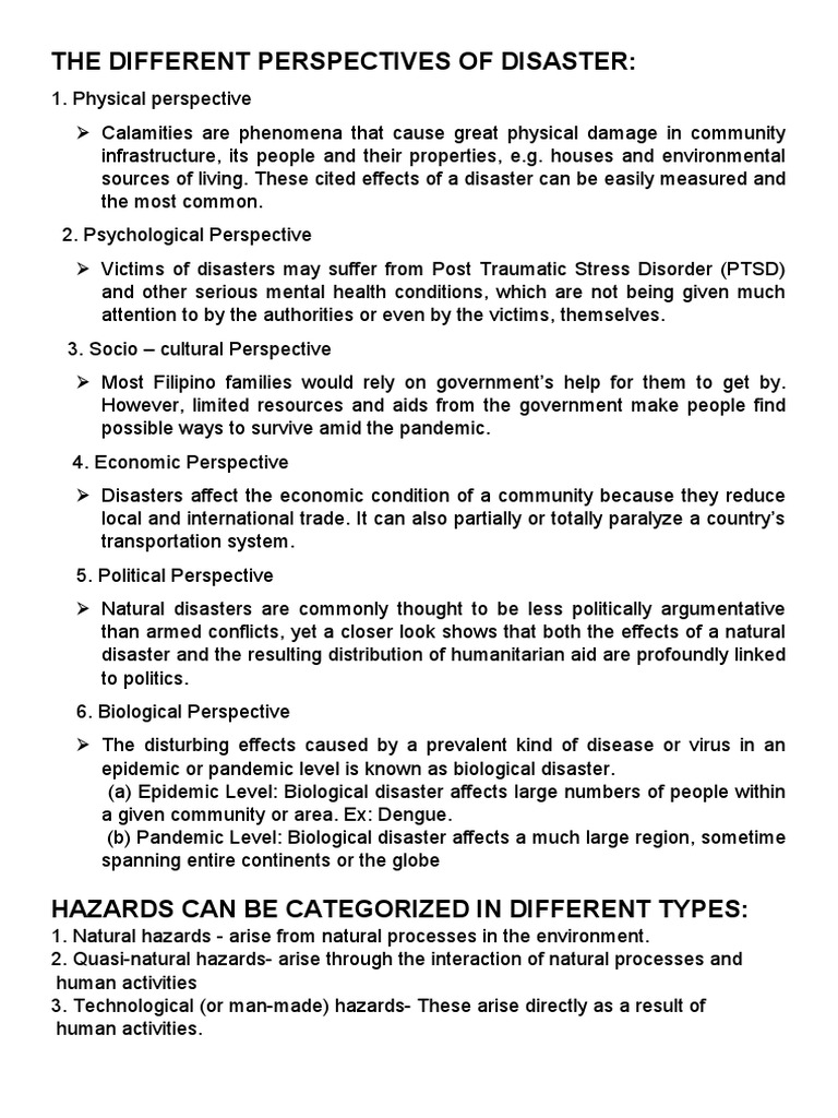Disaster Perspectives and Hazards | PDF | Social Science