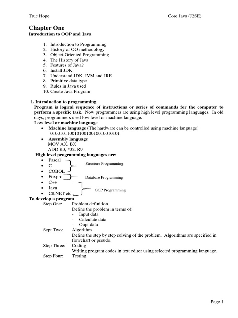 Chapter One Structure Programming Pdf Java Programming Language Java Software Platform