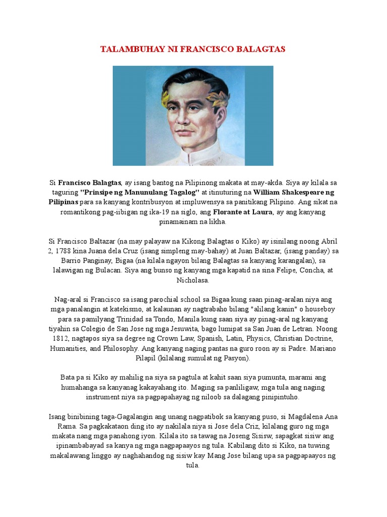 Talambuhay Ni Francisco Balagtas | PDF