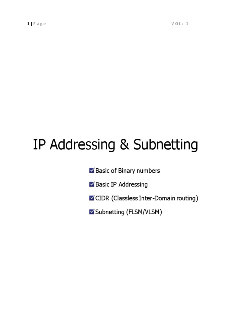 Ip Addressing And Subnetting Pdf Computer Architecture
