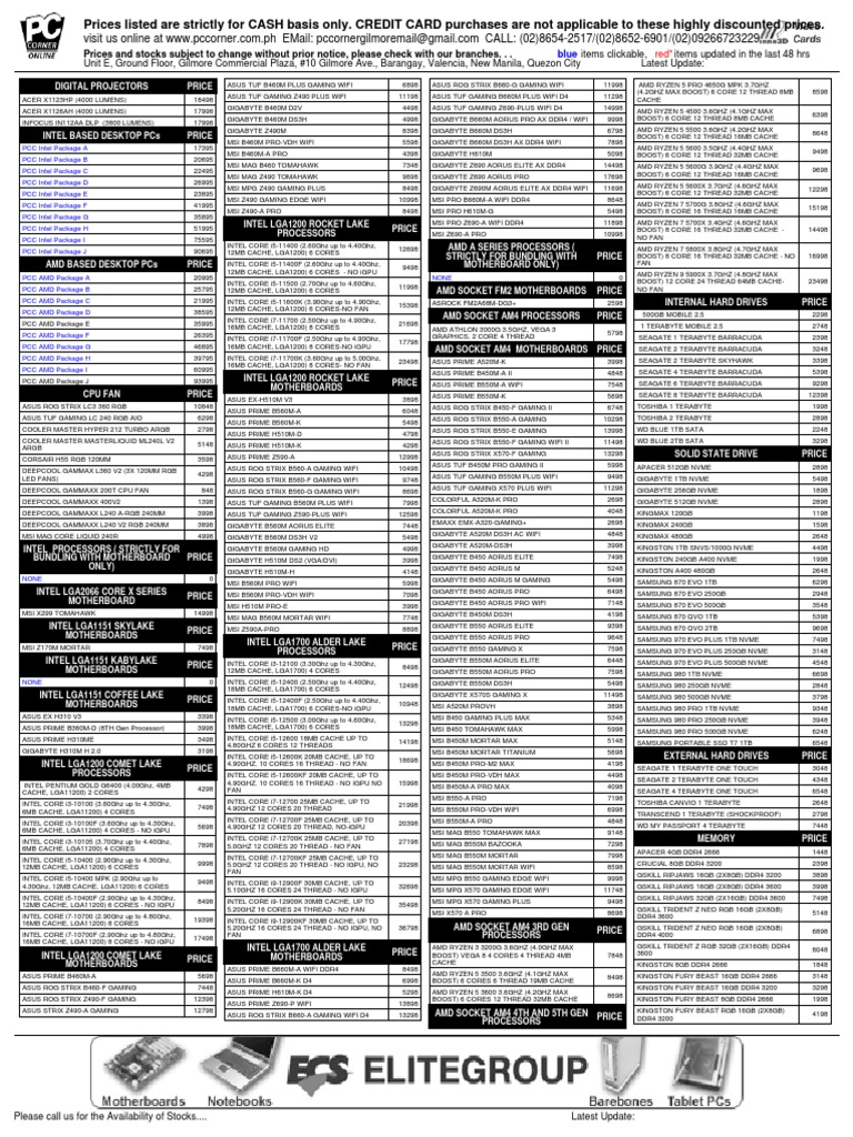 Pricelist Lettersize | PDF | Intel | Cpu Cache