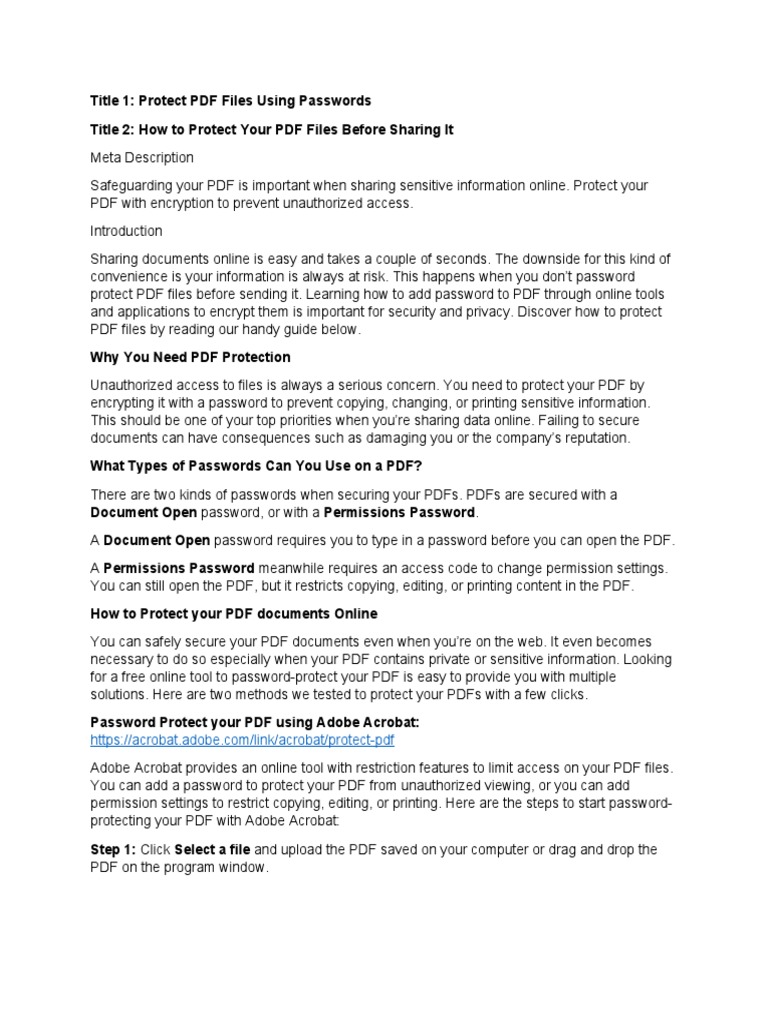 How To Use Passwords To Protect PDF Files | PDF