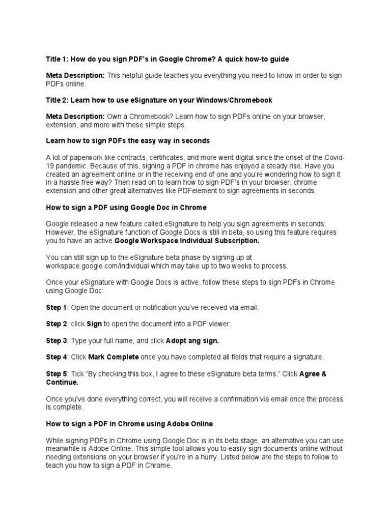 How To Sign PDF Google Chrome | PDF