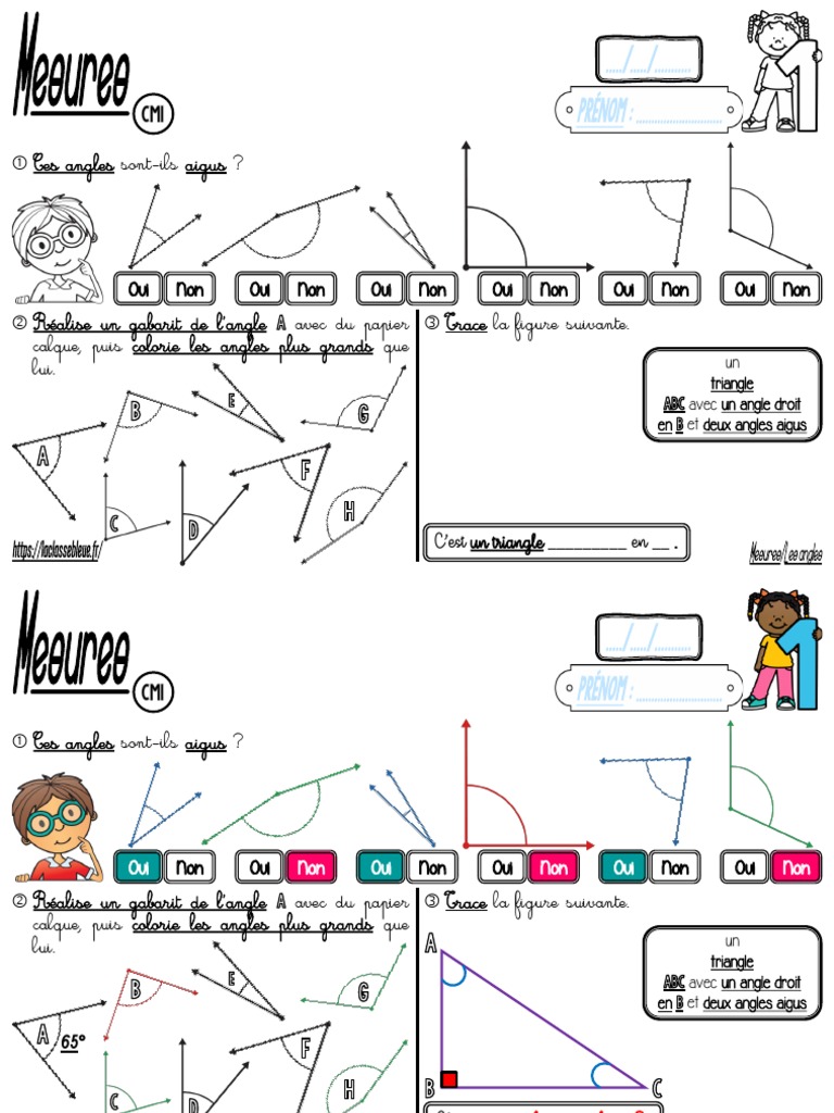 Les Angles CM1 | PDF | Vert | Angle