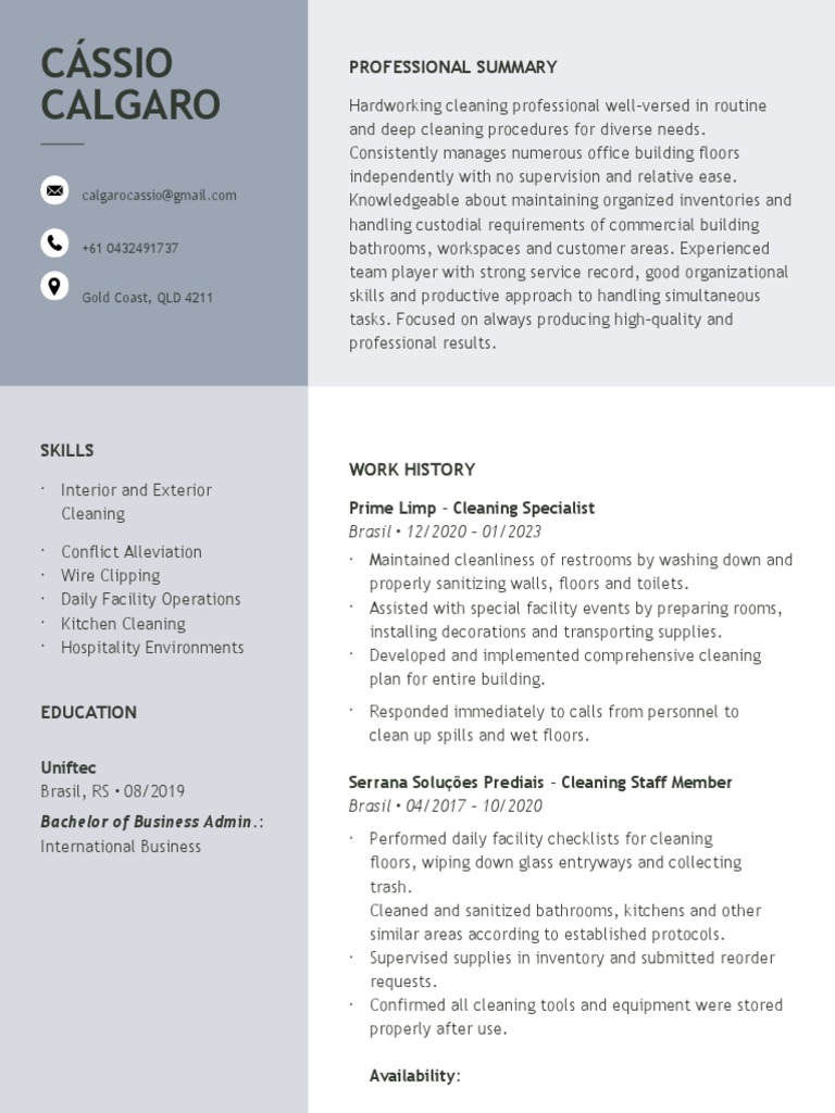 A Clean Slate: Professional Summary of an Experienced Cleaning ...