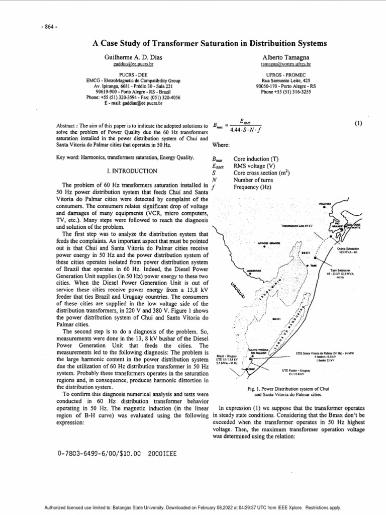 A Case Study Of Transformer Saturation In Distribution Systems Pdf