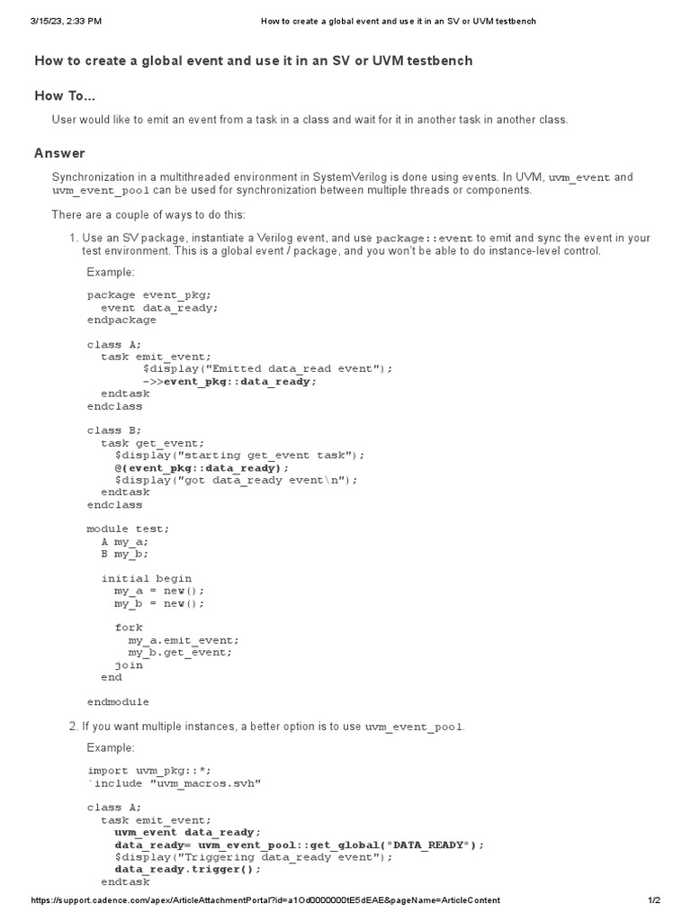 SystemVerilog Event Sync Guide | PDF | Thread (Computing) | Software ...