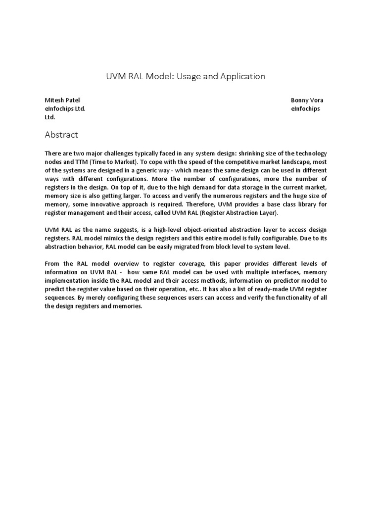 UVM RAL Model: Usage and Application | PDF | Abstraction (Computer Science) | Class (Computer ...