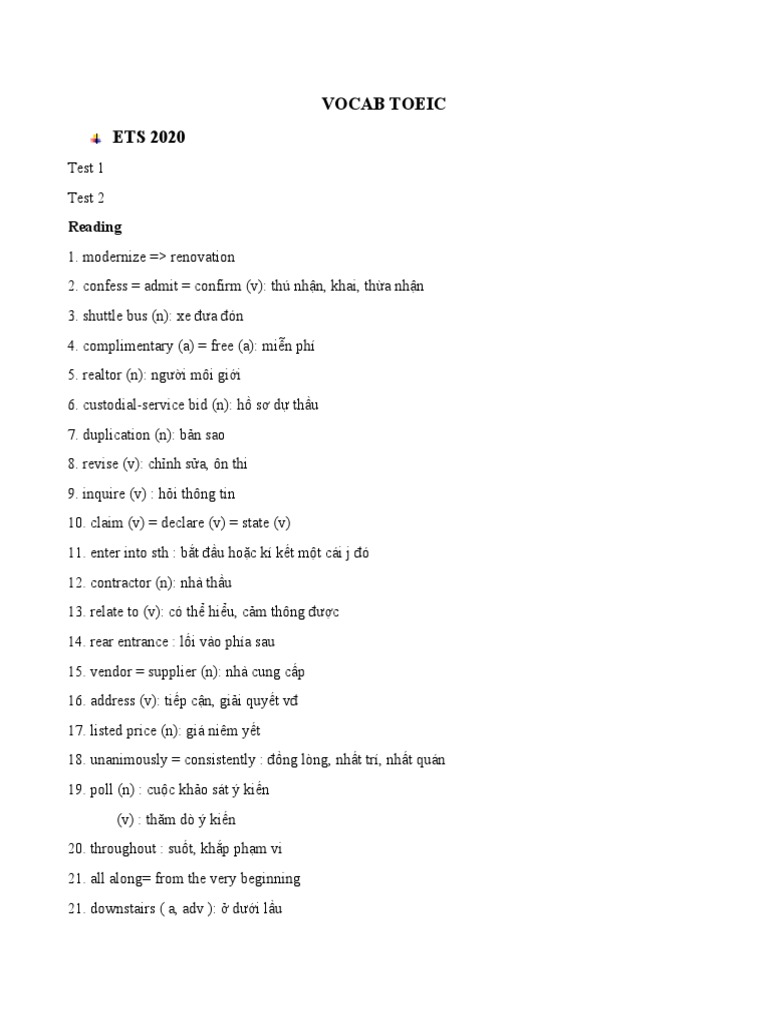 Vocab TOEIC | PDF