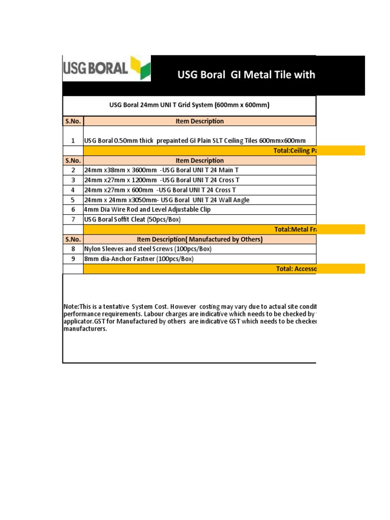 USG Boral 24mm Grid Ceiling System Guide | PDF | Screw | Materials