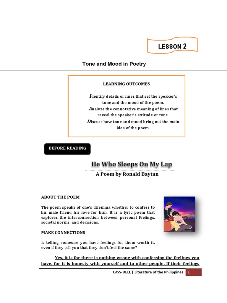 2 - Chapter 2 - Lesson 2 - Tone and Mood in Poetry - Notario, Darlenne ...