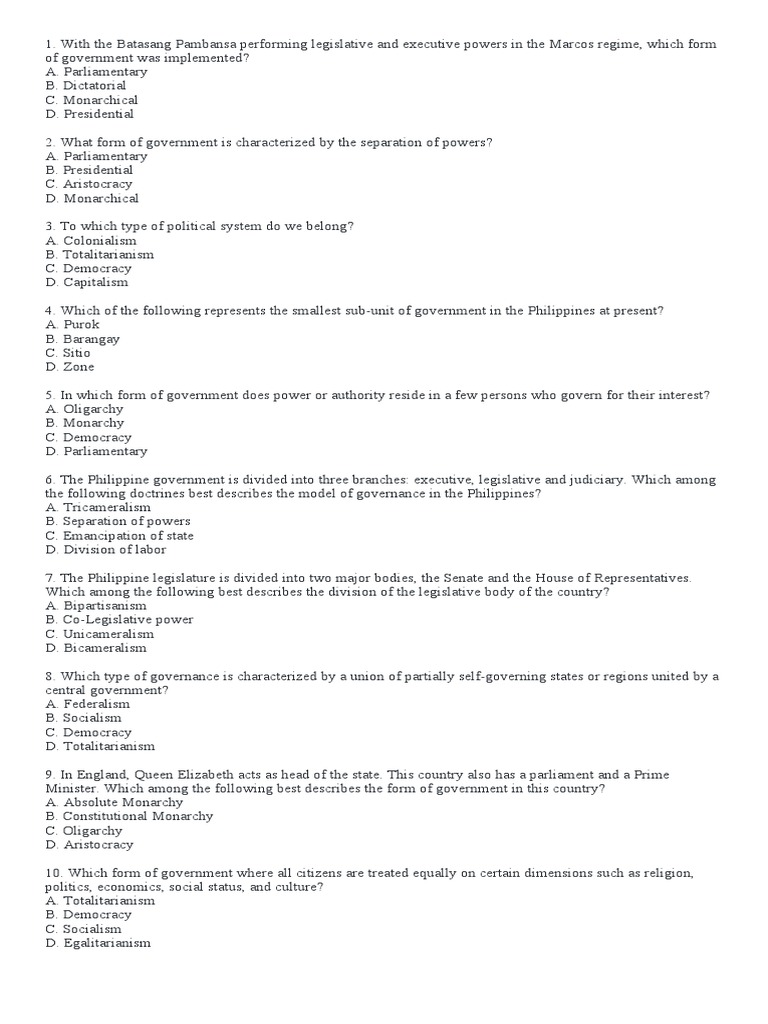 (Social Science Part 2) Gen Ed LET Reviewer | PDF | Government ...