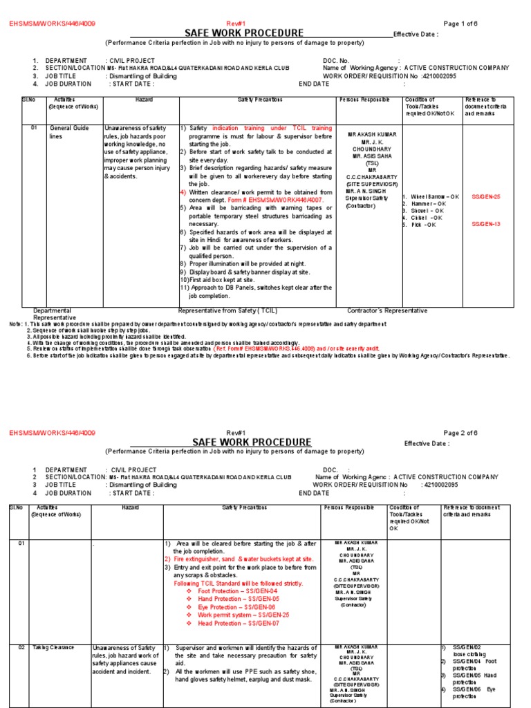 New Sop Demolition | PDF | Occupational Safety And Health | Safety