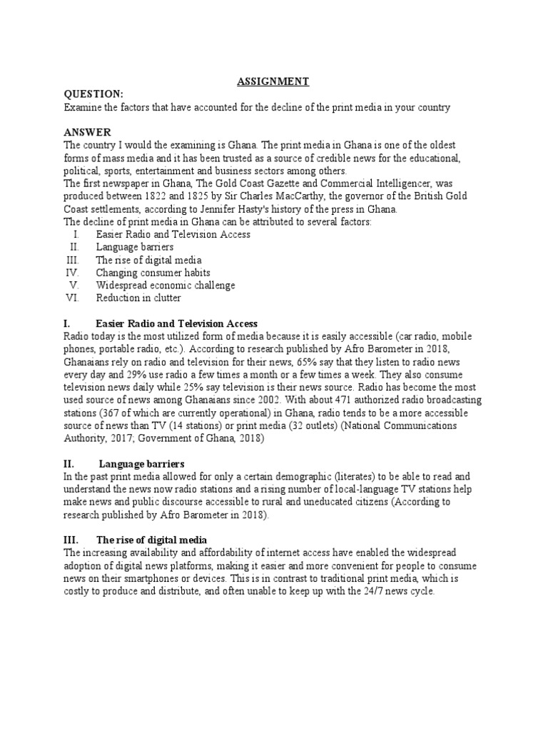 Mass Communication Assignment | PDF