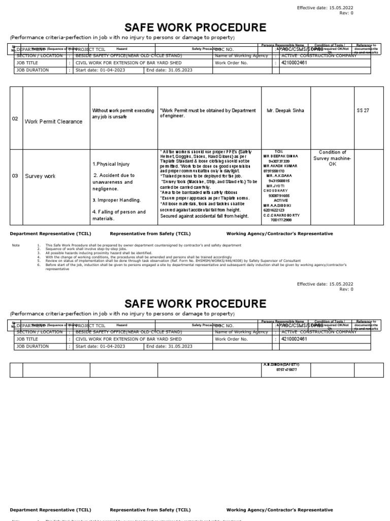 bariyard extension project sop | PDF | Occupational Safety And Health ...